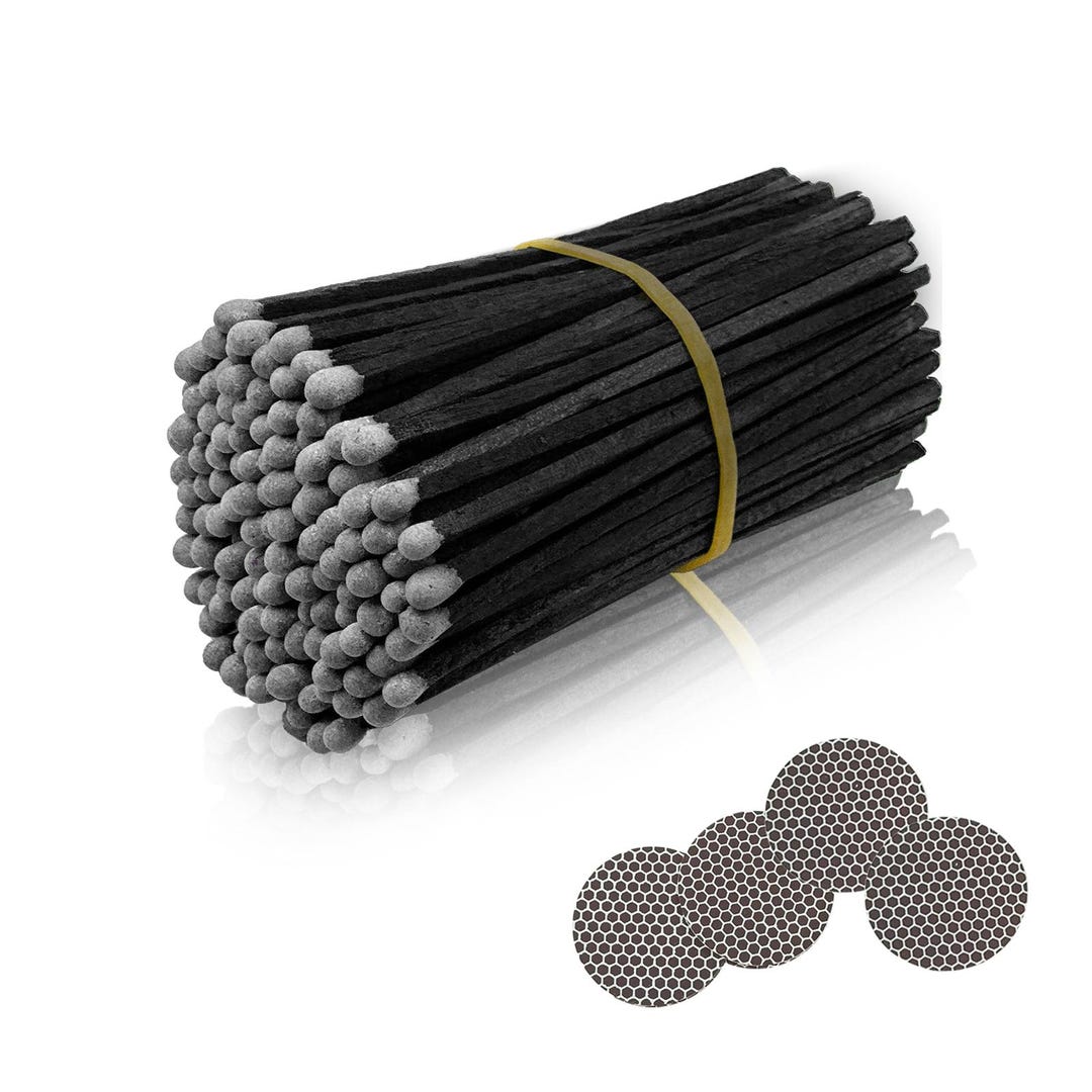 4" Black Stick Grey Tips Matches 160 Sticks Bulk Matches With Striker ...