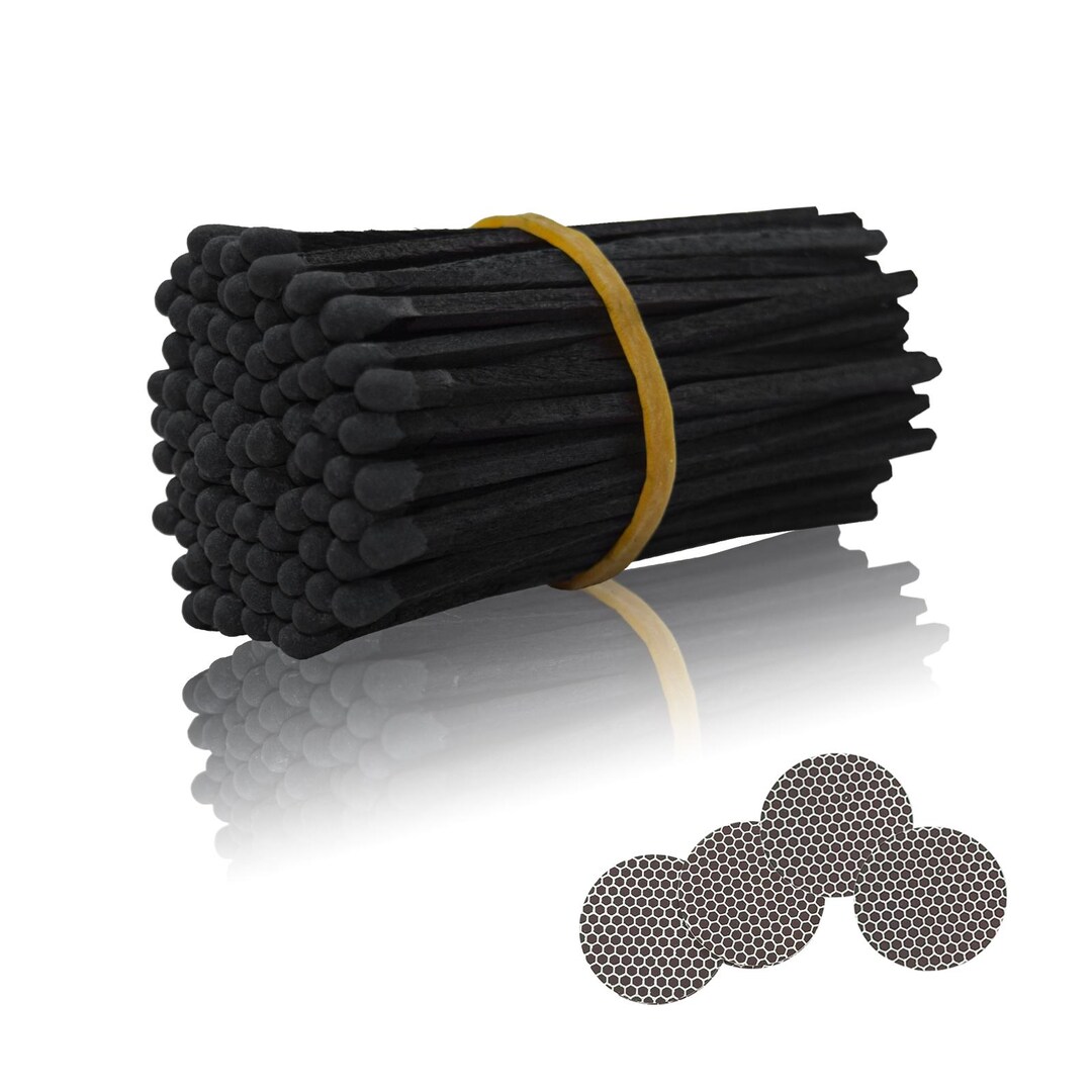 3" All Black Matches 100 Sticks 75MM Bulk Matches With Striker Long ...