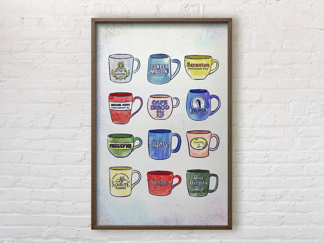 The Office Mugs Art Print – Illustrated TV Show Art - Etsy