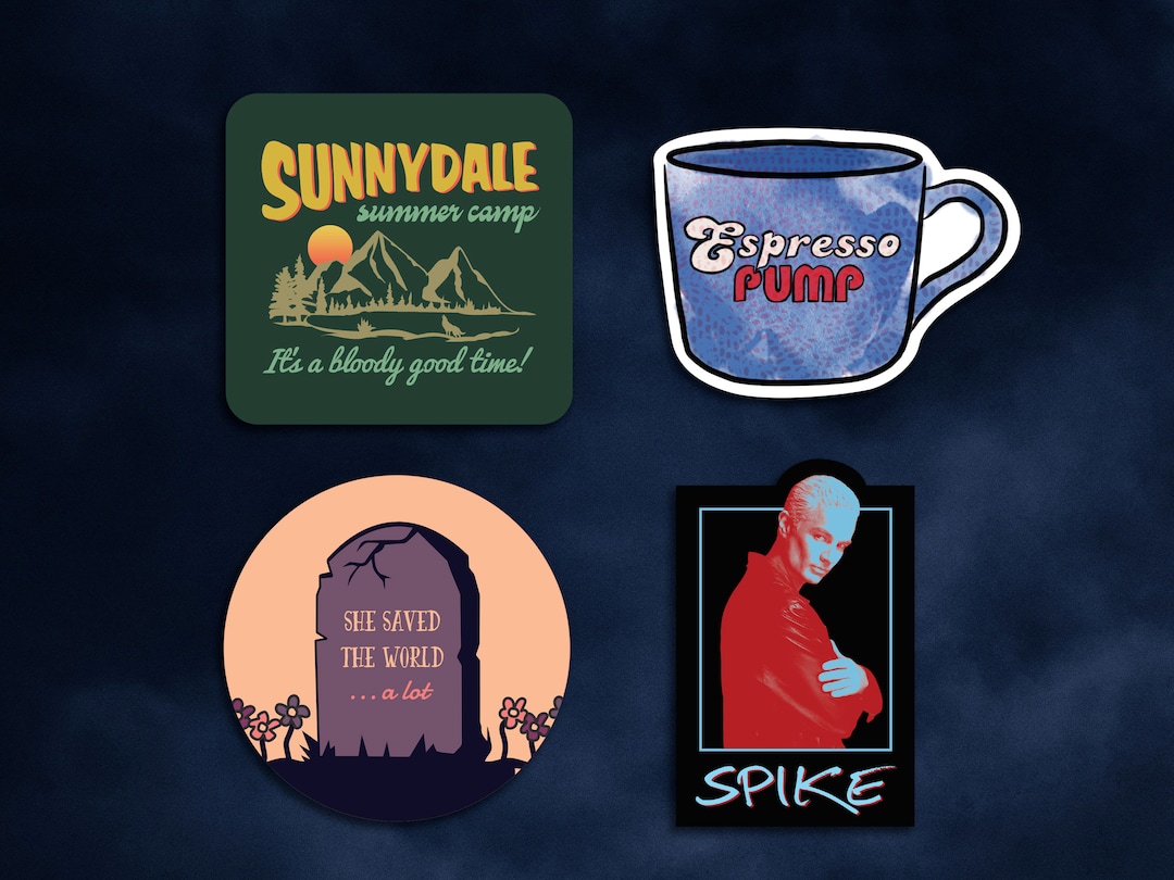 Buffy Sticker Bundle - 4 Premium Vinyl 3" Stickers - Perfect for Water ...