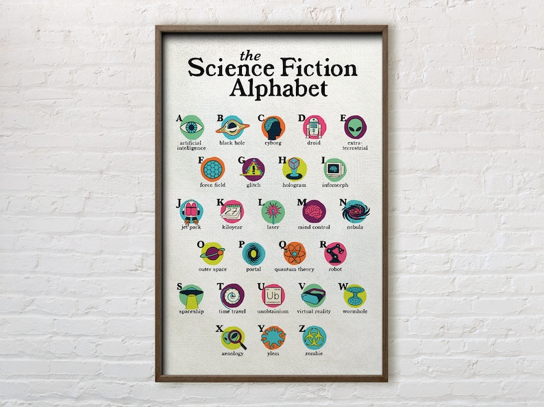 Sci-fi Alphabet Art Print - Illustrated Literary Gift - Etsy