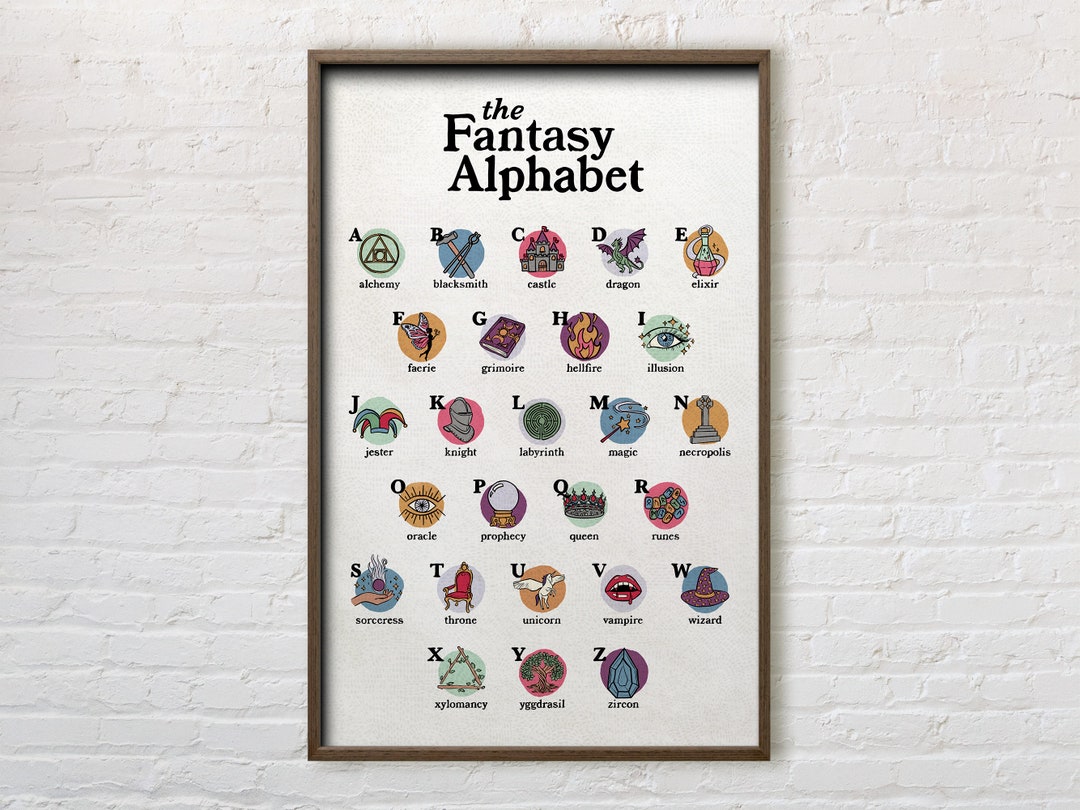 The Fantasy Alphabet - Literary Illustrated Art Print, Perfect Gift for ...