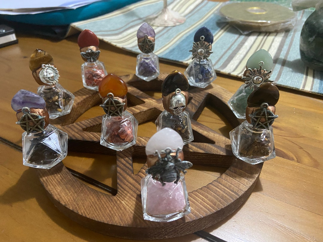 Witches Crystal Chips Potion Bottles - High Priestess Charged - Etsy