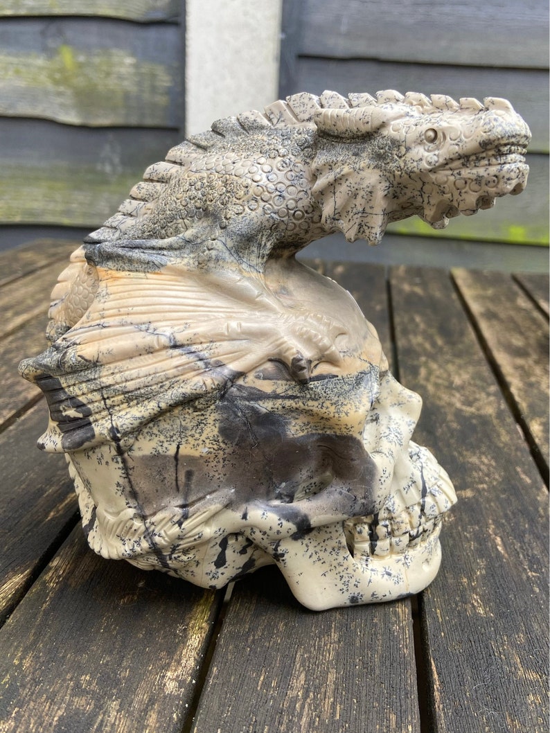 Rare Idaho Picture Stone Jasper Hand Carved Dragon Crystal Skull ...