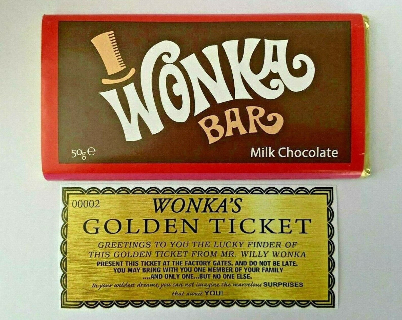 Willy Wonka 50g Bar Echte Milch Schokolade mit einem | Etsy