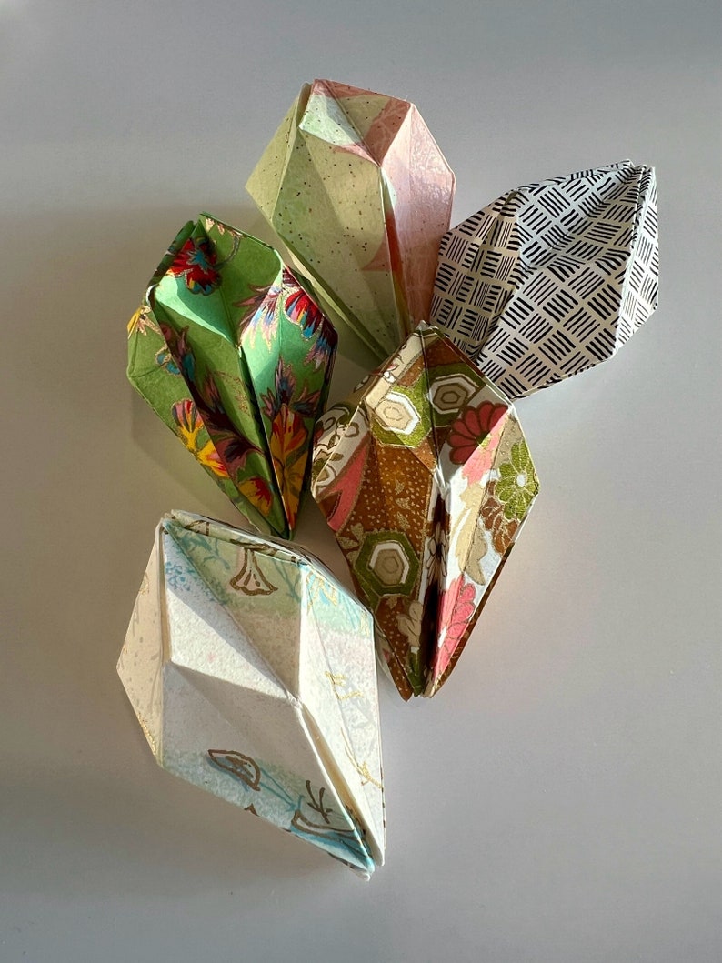 Origami Crystal Decor: Japanese Washi Paper Art, Set of 5 - Etsy Australia