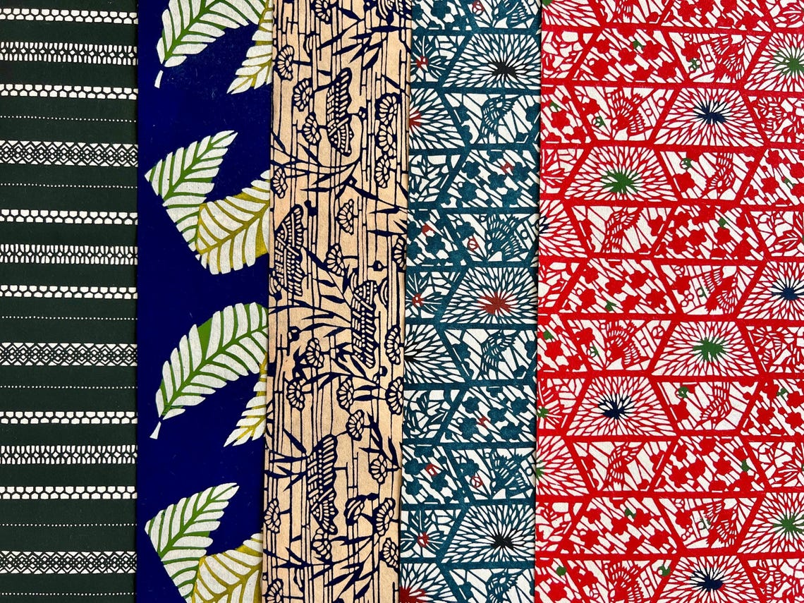 Kyoto Katazome Washi Paper Set: Japanese Stencil-dyed Mulberry Paper - Etsy