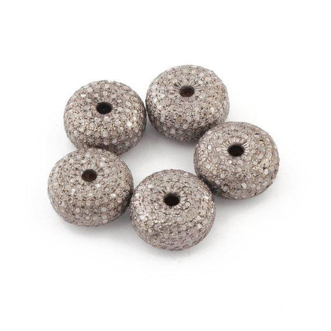 Pave Diamond Round Beads Diamond Donut Beads 925 Sterling - Etsy