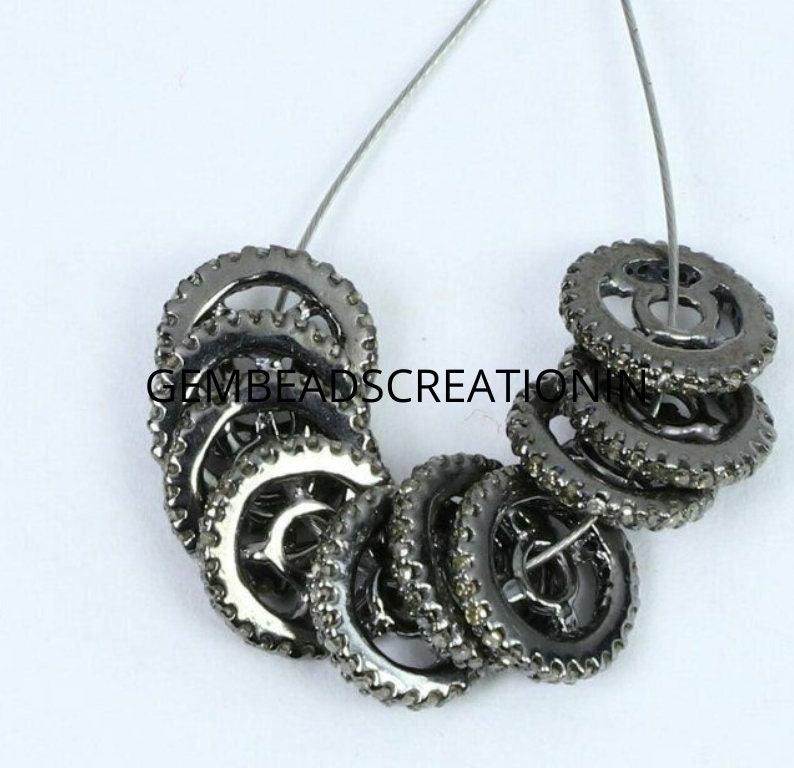 6mm8mm Pave Diamond Bead Rondelle 925 Sterling Silver - Etsy