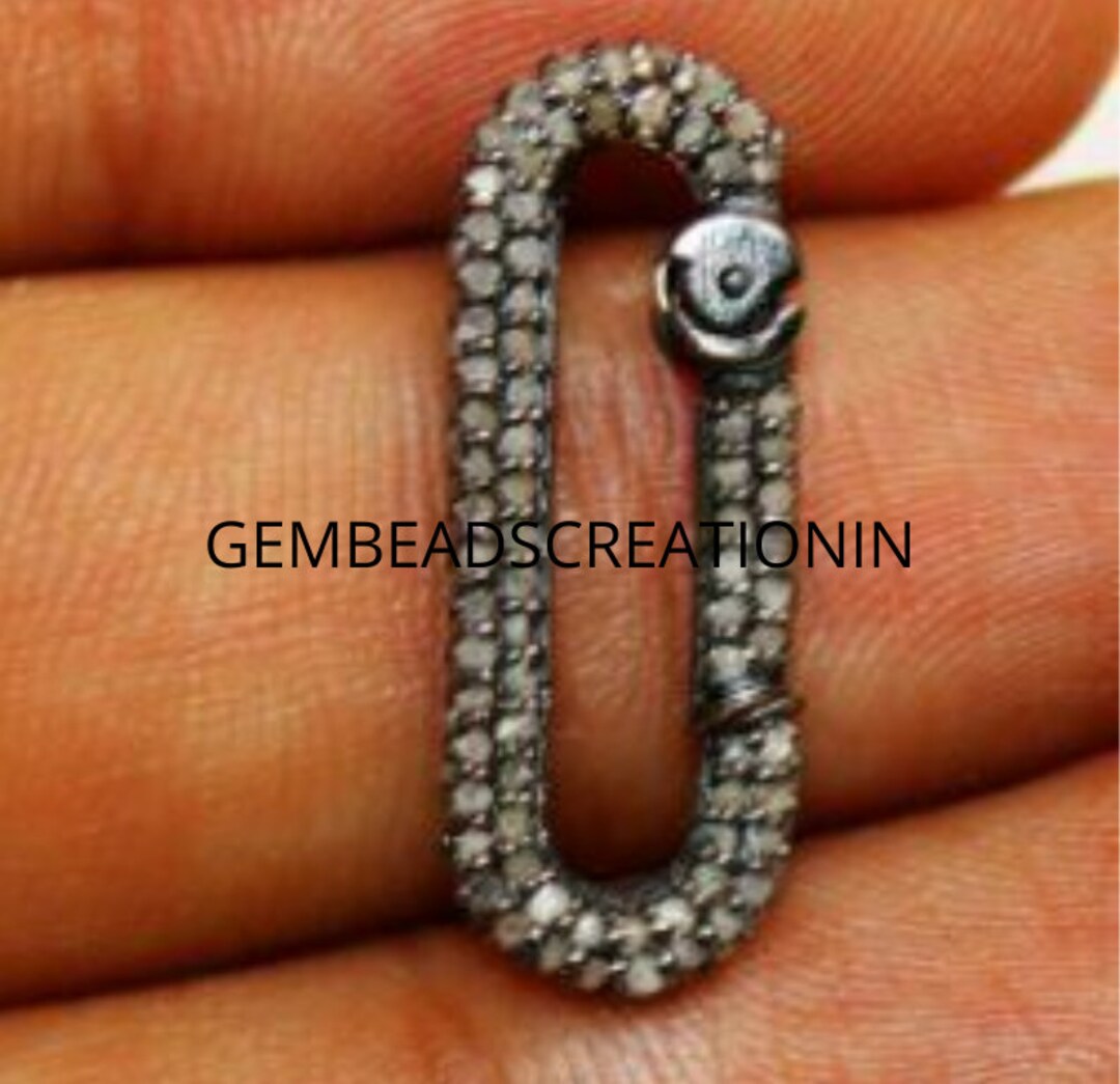 Diamond Paper Clip Clasp: 925 Sterling Silver Necklace Connector ...