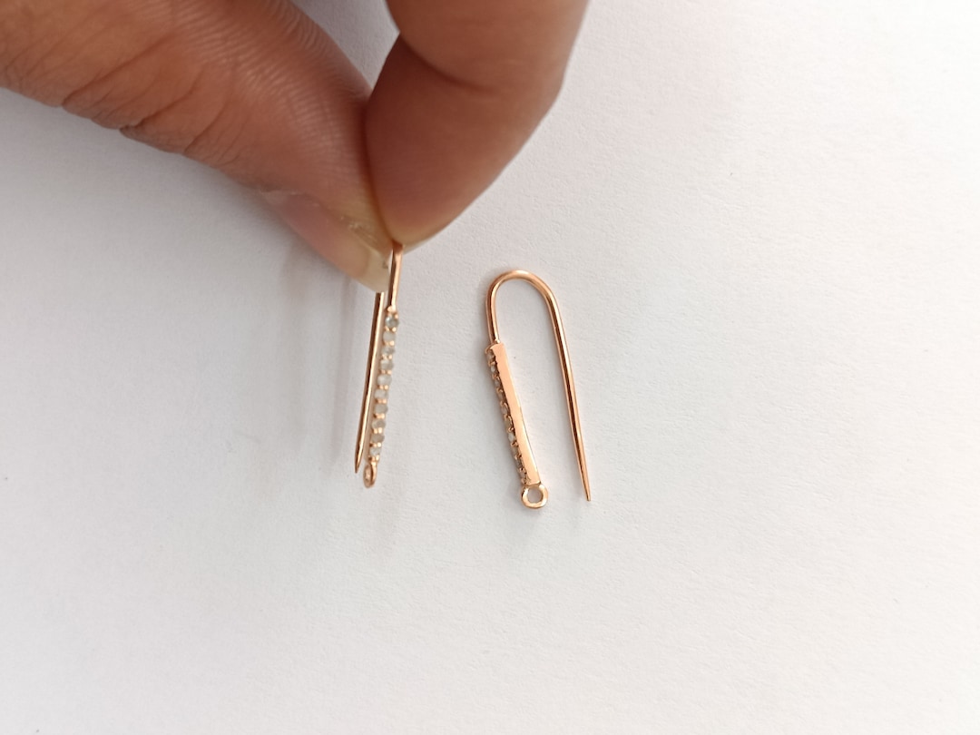 Pave Diamond French Hook Earring Ear Suspender Ear Wire Earring Diamond ...