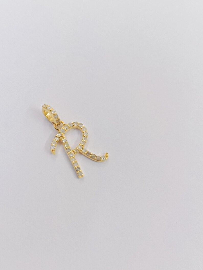 14k Gold Diamond Initial Pendant Personalized Monogram Letter Necklace ...