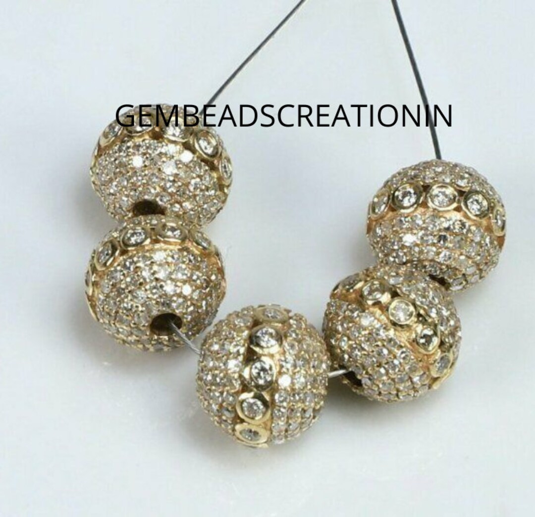 8mm Diamond Round Ball Beads 14k Gold Diamond Jewelry Beads - Etsy