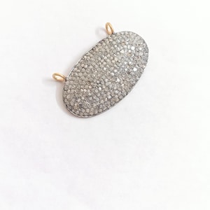 Elegant Oval Pave Diamond Pendant: Sterling Silver Connector Charm for ...