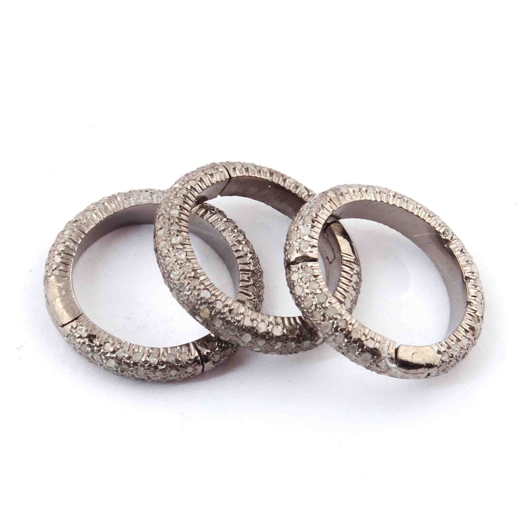 Pave Diamond Round Clasp 925 Sterling Silver 16mm Carabiner Link Clasp ...