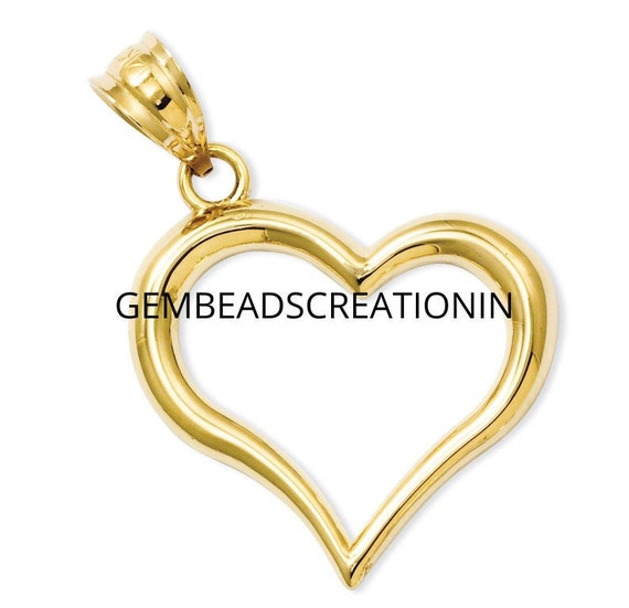 Solid Gold Open Heart Charm Pendant Open Heart Pendant 14k - Etsy