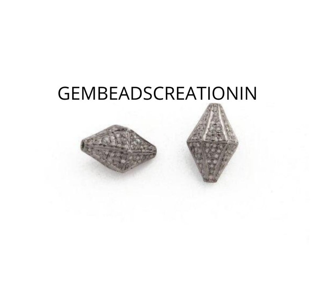 Pave Diamond Barrel Melon Beads Diamond Beads 925 Silver Rhombus Shape ...