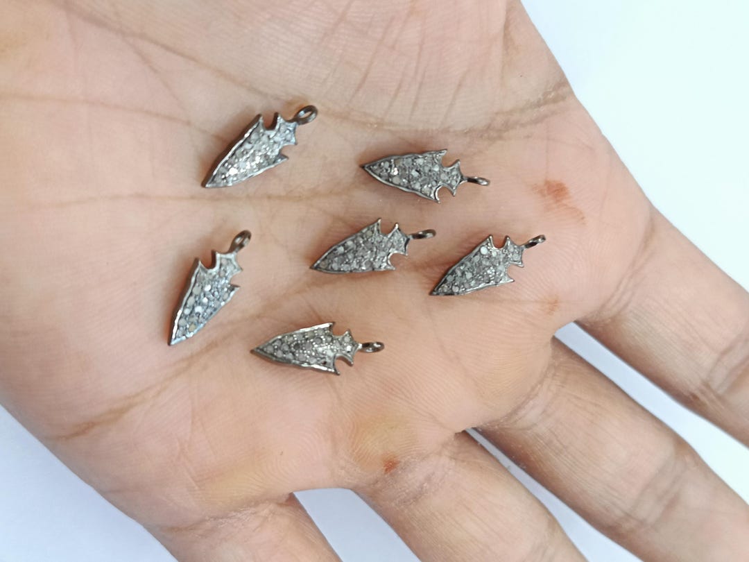 15mm Pave Diamond Arrowhead Pendant Sterling Silver Boho Necklace Charm ...