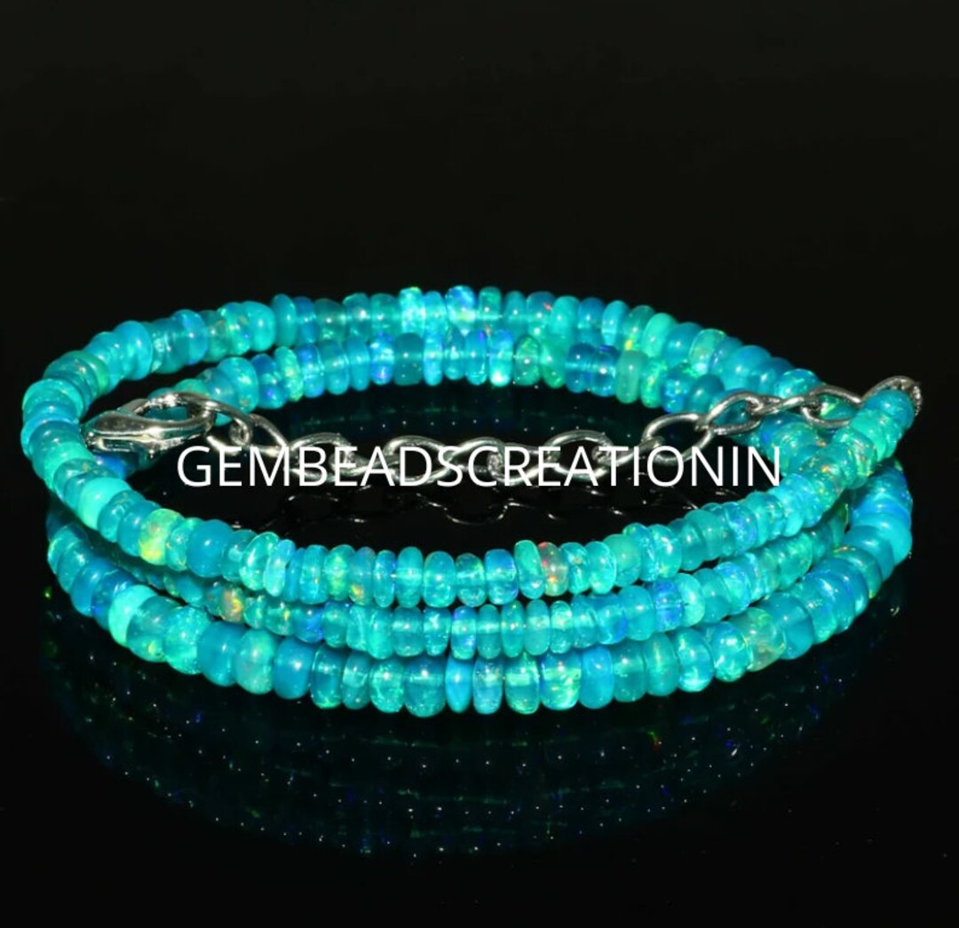 Ethiopian Opal Necklace Paraiba Welo Fire Beads Sterling Silver October ...