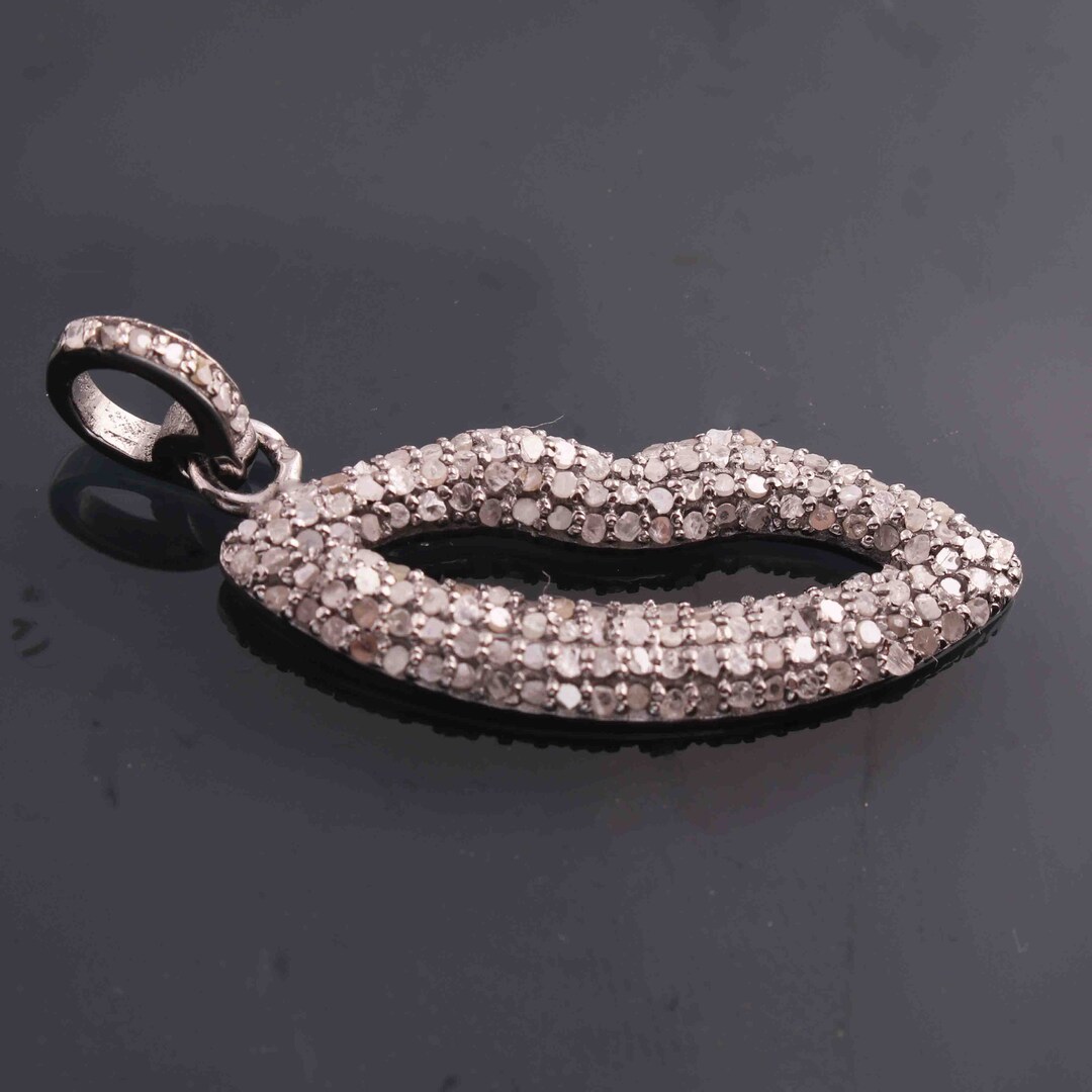Pave Diamond Lips Pendant/30x11mm Diamond Jewelry/necklace Pendant ...