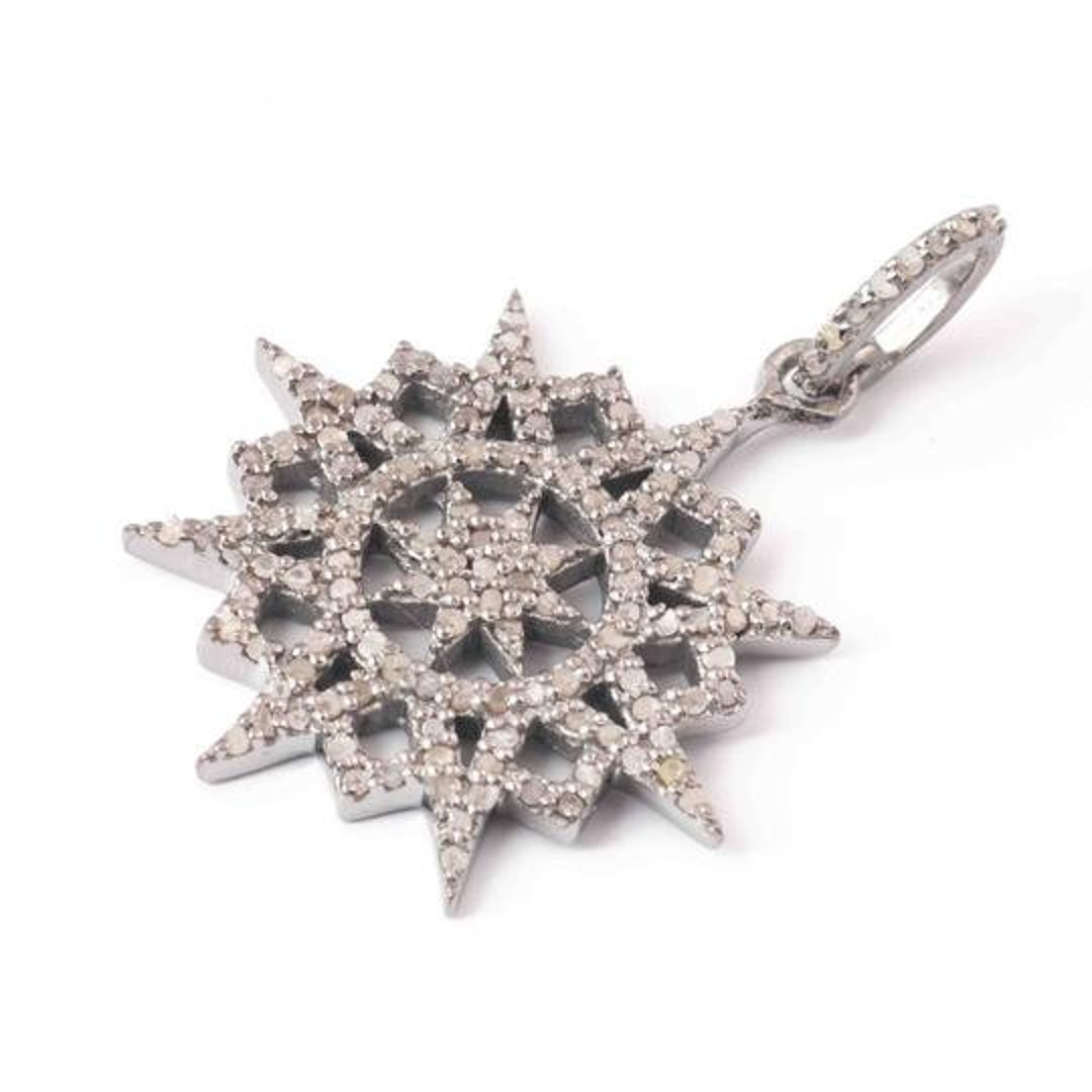 Pave Diamond Star Pendant 27x23mm Designer Necklace Minimalist - Etsy