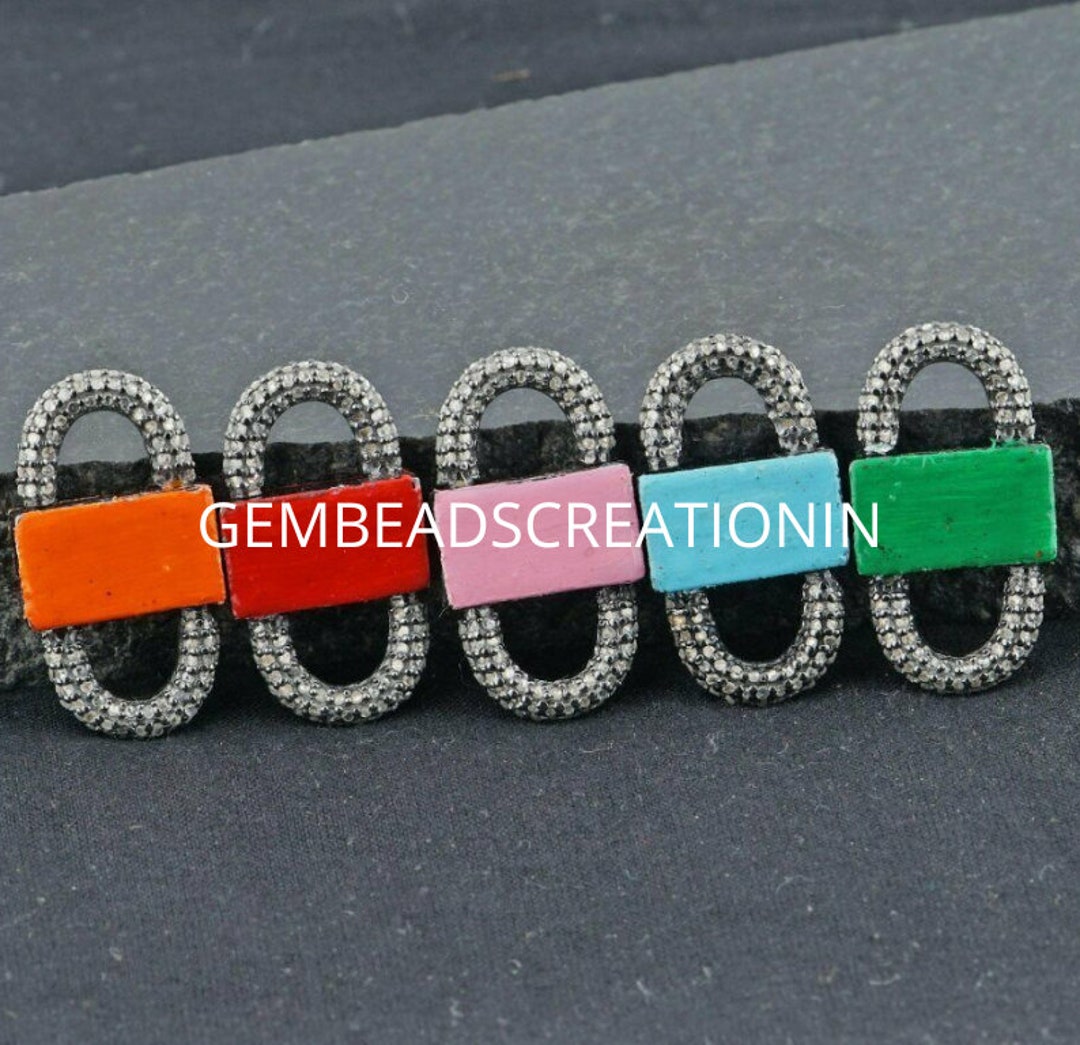 Pave Diamond Lobster Lock 925 Sterling Silver Diamond Lock Enamel Clasp ...