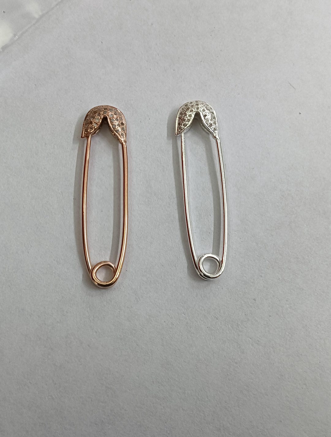 Pave Diamond Safety Pin Brooch Antique 925 Sterling Silver Finding ...