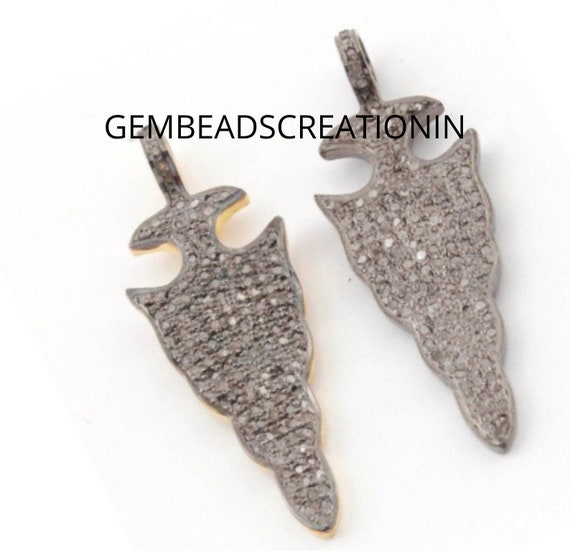 Pave Diamond Arrowhead/diamond Necklace Pendant/sterling - Etsy