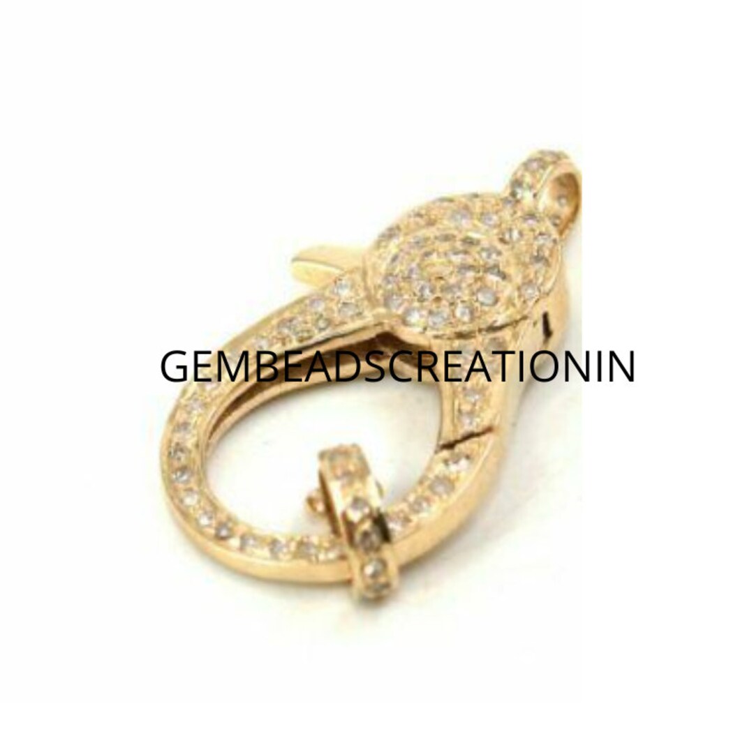 14k Solid Gold Lobster Clasp Diamond Handmade Gold Jewelry Clasp ...