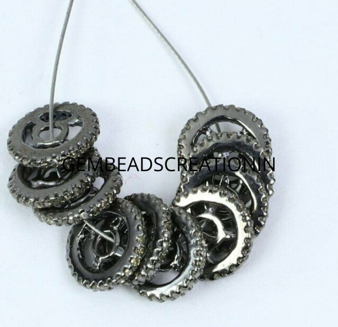 6mm8mm Pave Diamond Bead Rondelle 925 Sterling Silver - Etsy