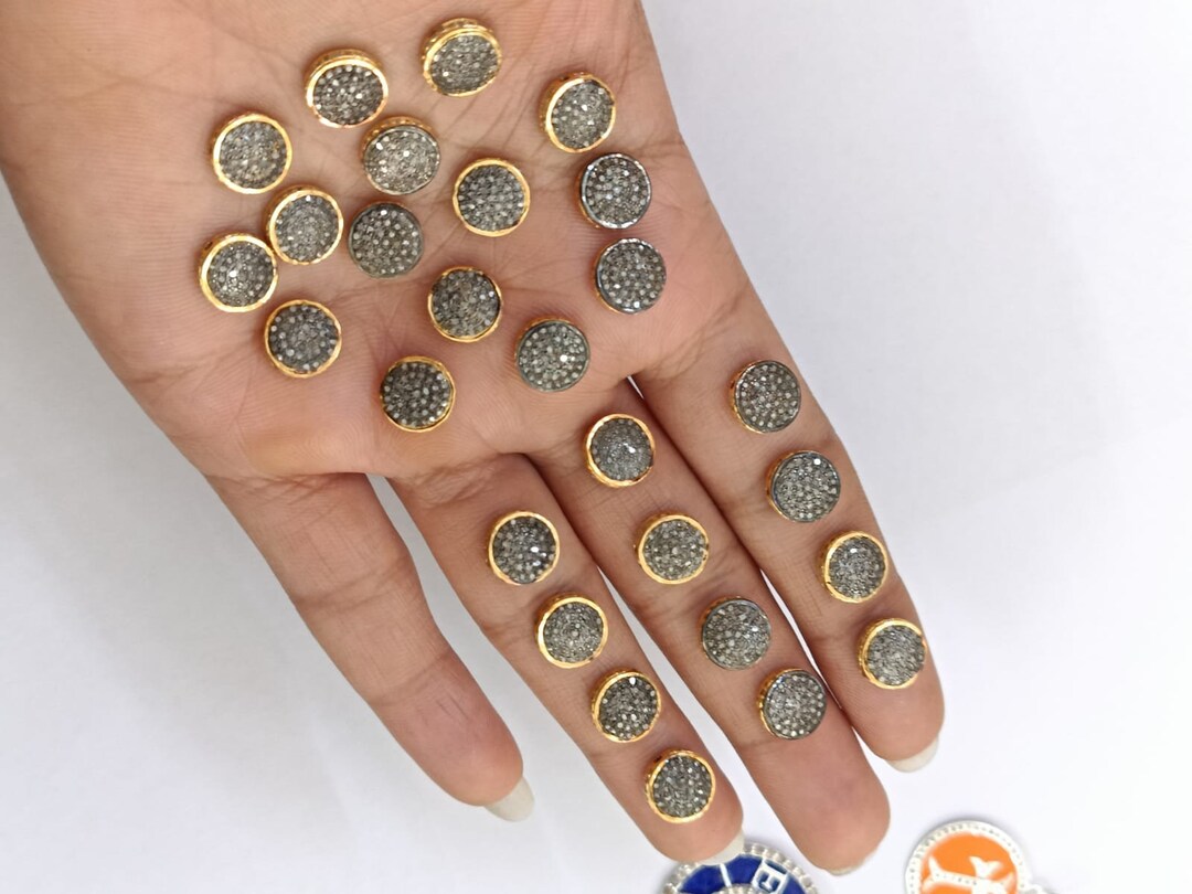 9mm Pave Diamond Round Beads Diamond Beads 925sterling Silver Diamond ...