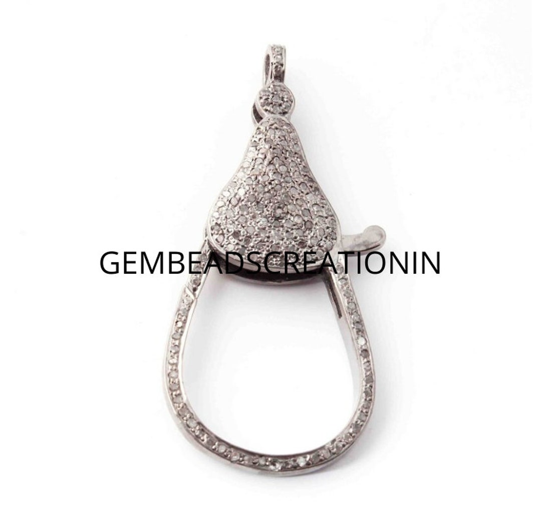 Pave Diamond Lobster Clasp 55x25mm Jewelry Making Connector Clip Clasp ...