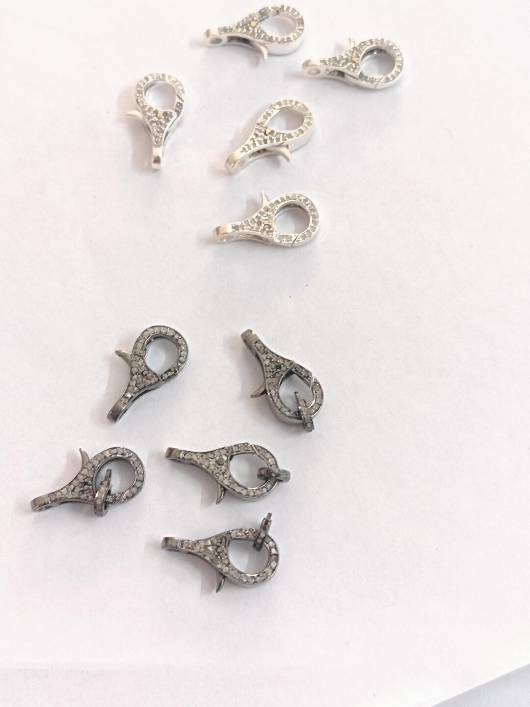 Sterling Silver Pave Diamond Lobster Clasp Jewelry Connector (19x9mm ...