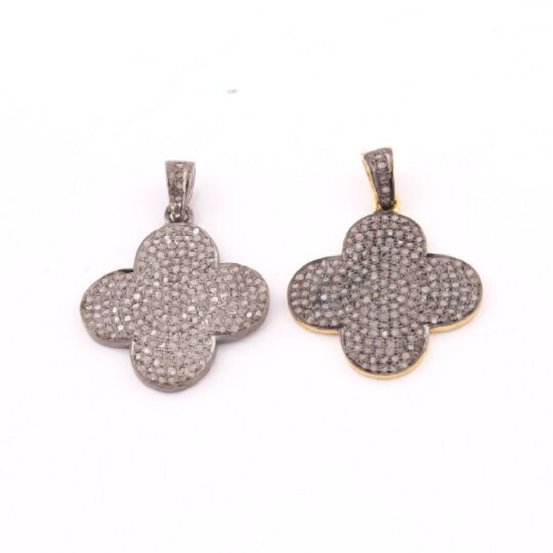 Pave Diamond Clover Pendant 925 Sterling Silver 25x21mm Diamond Clover ...