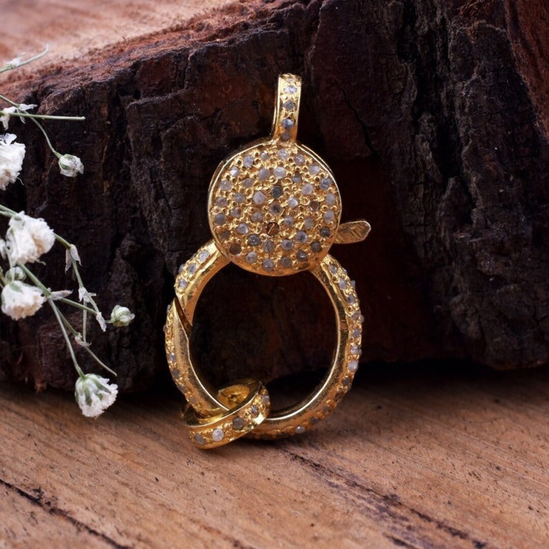 Pave Diamond Lobster Lock Clasp Rose Gold Clasp 30x15mm Diamond Lock ...