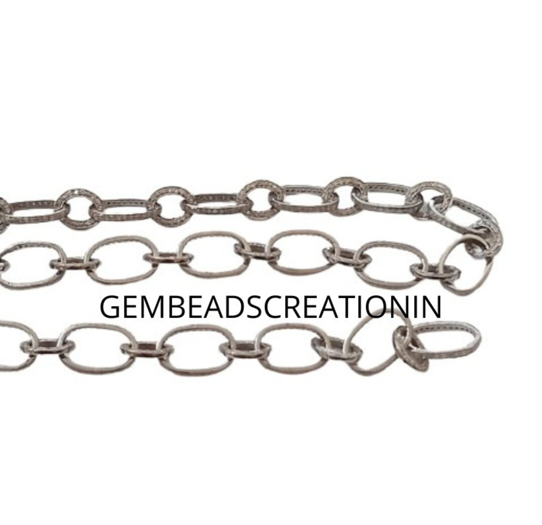 12x8mm Pave Diamond Chain/sterling Silver/diamond Link Chain/cable ...