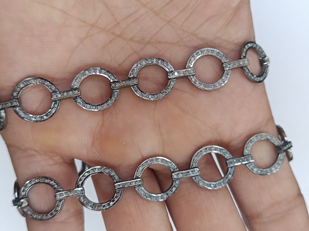 Pave Diamond Chain | 925 Sterling Silver Diamond Link Cable Chain ...