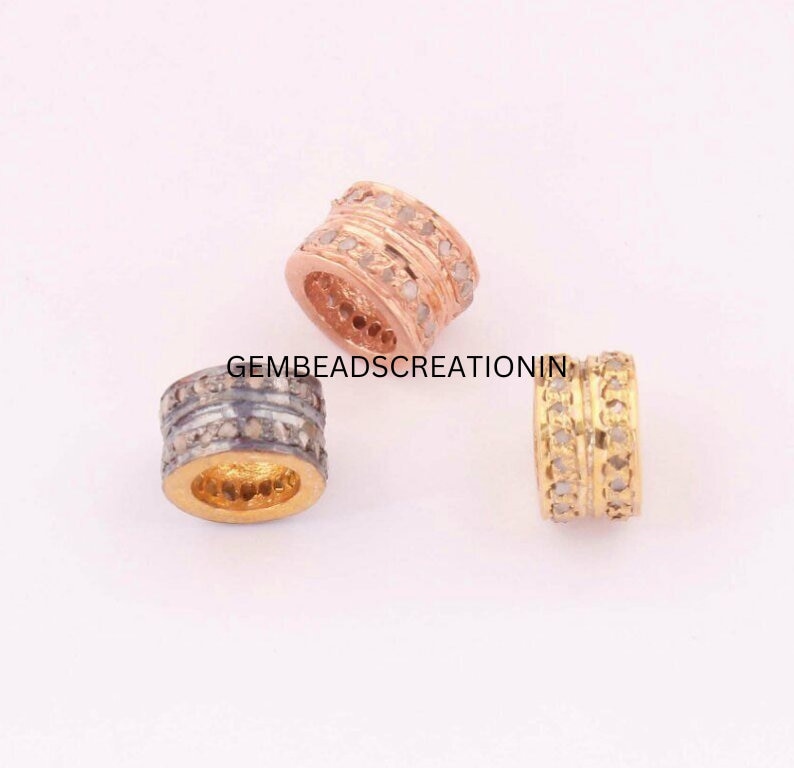 4mm6mm8mm Pave Diamond Beads/spacers Beads/diamond Silver - Etsy