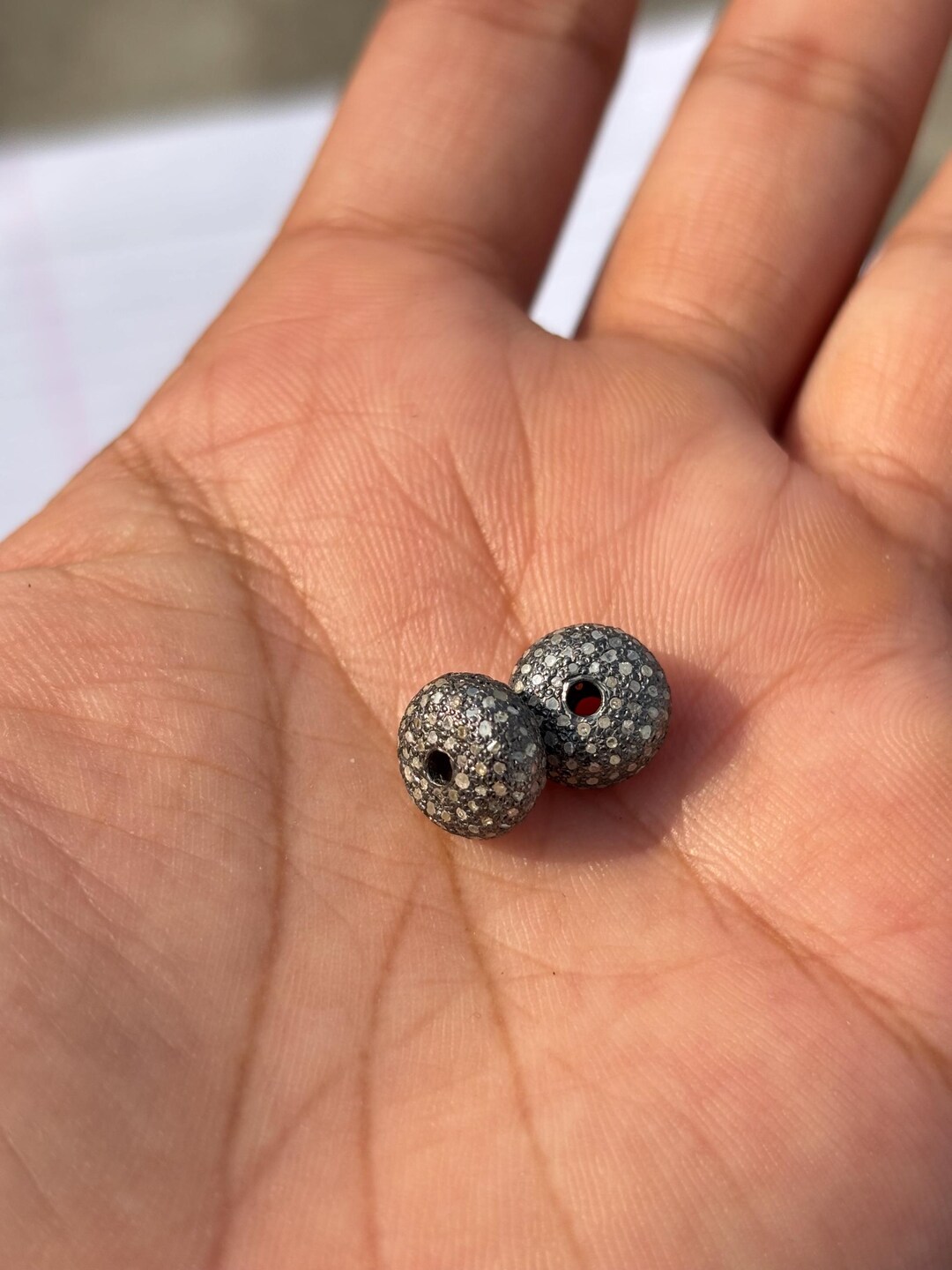 Pave Diamond Round Disc Beads Diamond Donut Beads 925 Sterling Silver ...