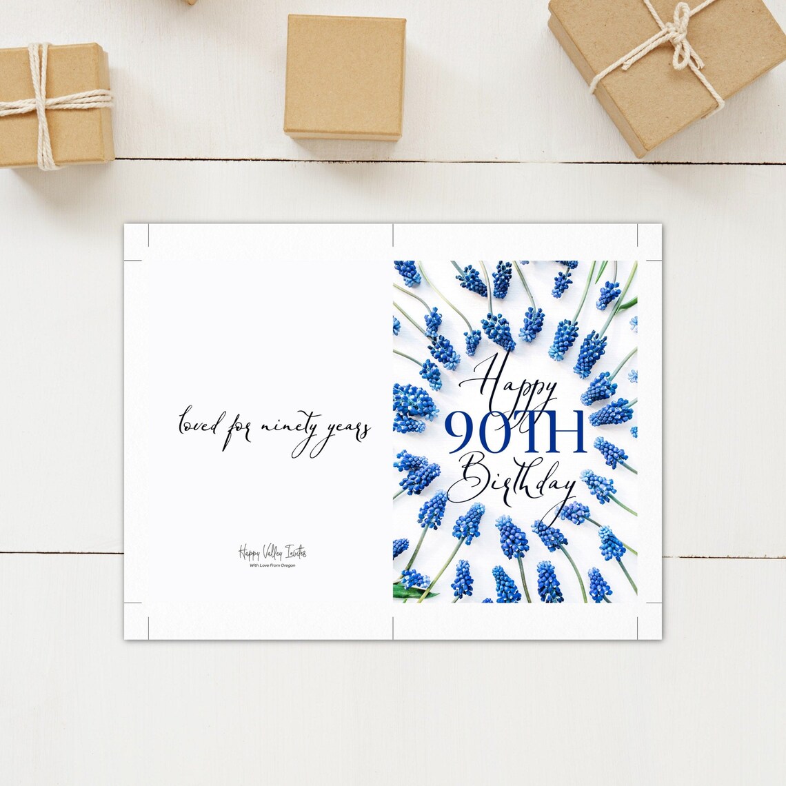 Printable 90th Birthday Card & Envelope Template (digital Download) - Etsy