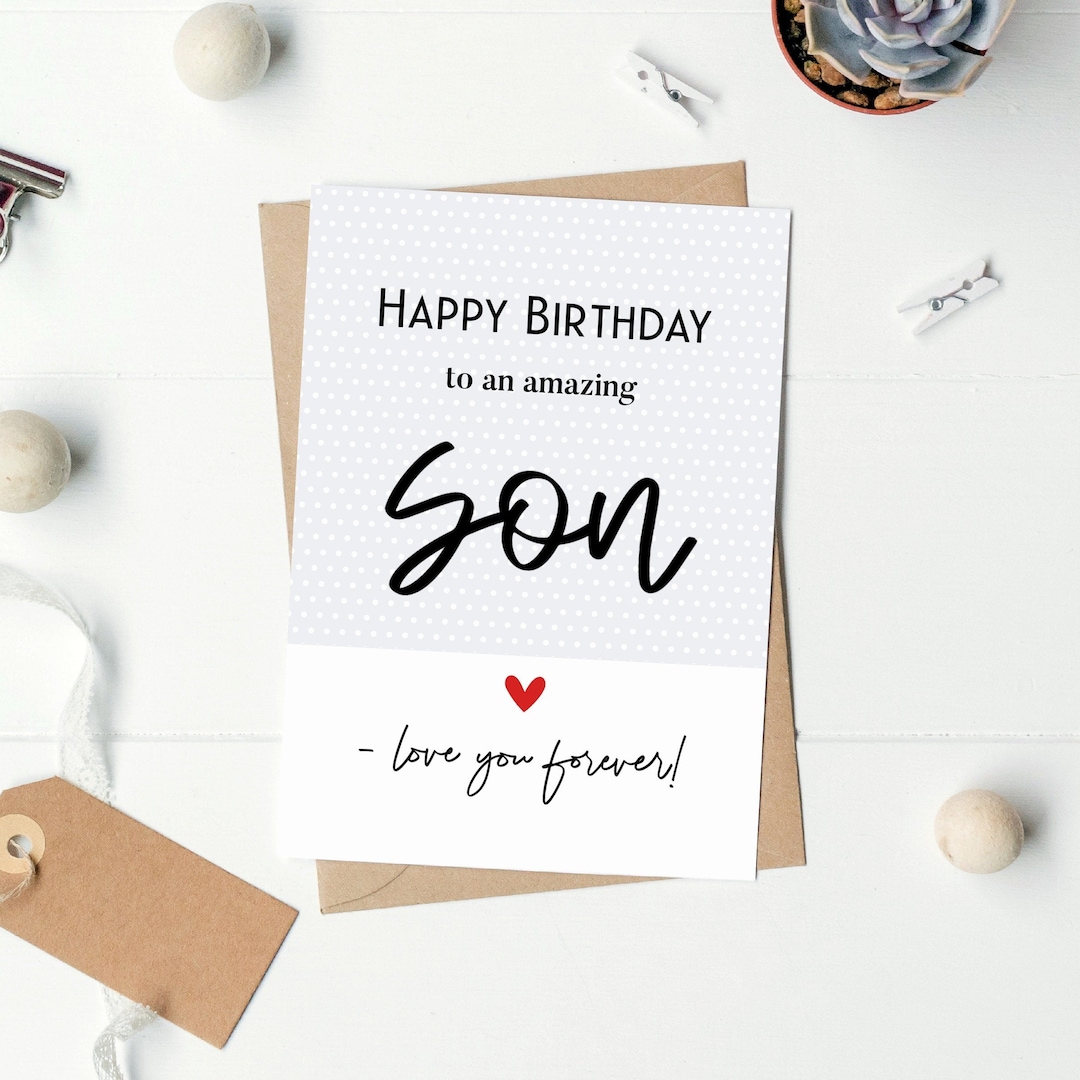 Birthday Card for Son, Printable Son Birthday Card, Instant Download ...