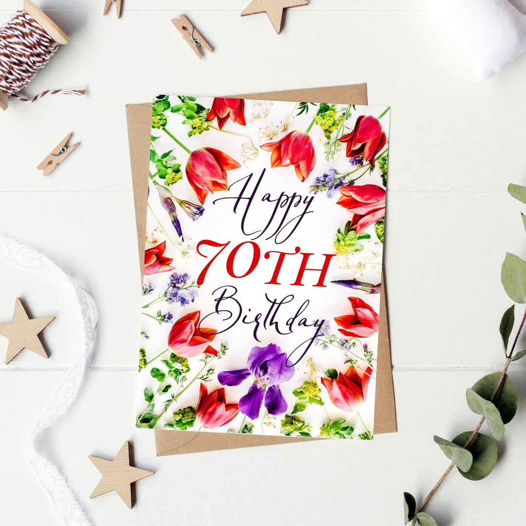 70th Birthday Card, Printable 70th Birthday Card, Happy 70th Birthday ...