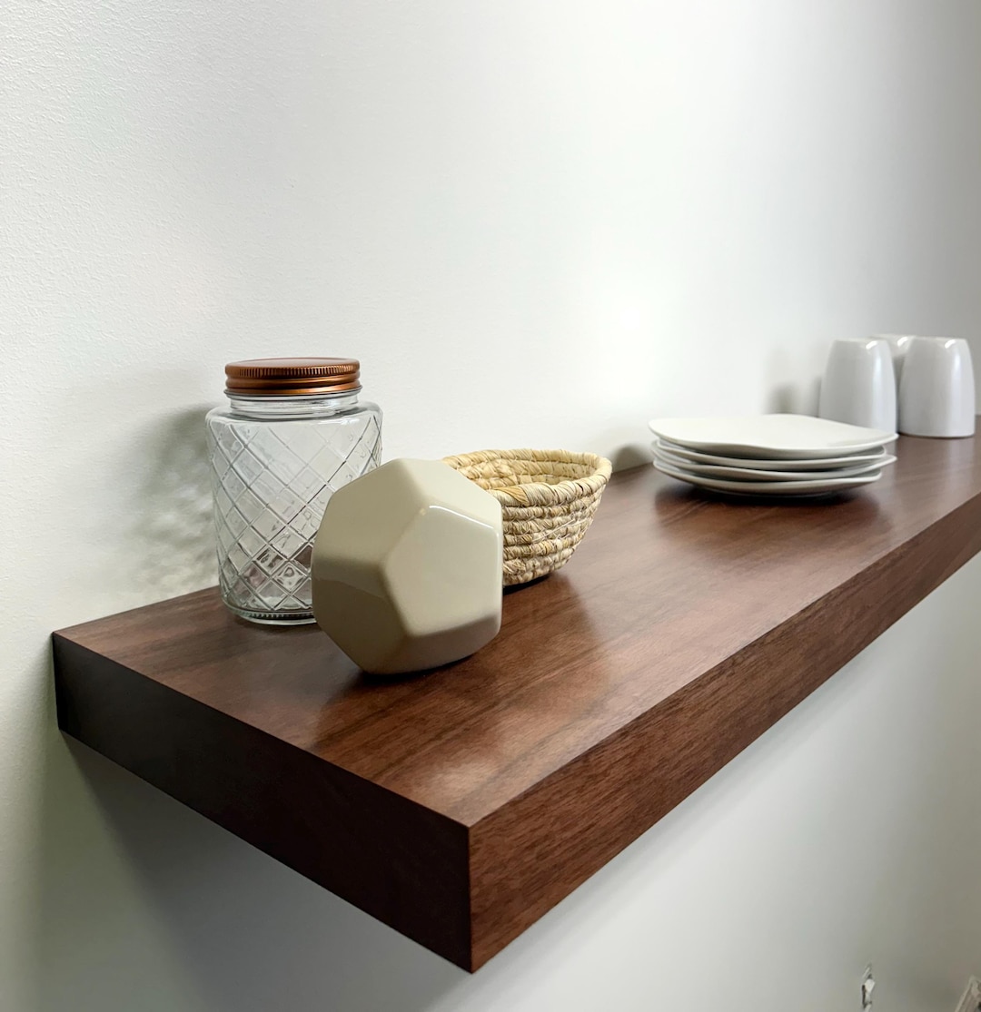 Walnut Floating Shelves, Kitchen Shelves, Modern Wood Floating Shelves ...