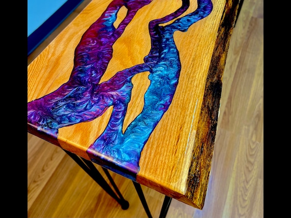 Epoxy River Table Red Oak Epoxy Table Epoxy Resin Table Red Oak River Table Custom Epoxy Table Epoxy Console Table Etsy