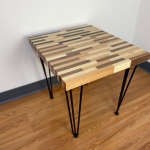 Red Oak Butcher Block End Table, Epoxy Resin Finish, Hairpin Legs - Etsy