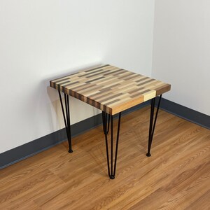 Red Oak Butcher Block End Table, Epoxy Resin Finish, Hairpin Legs - Etsy
