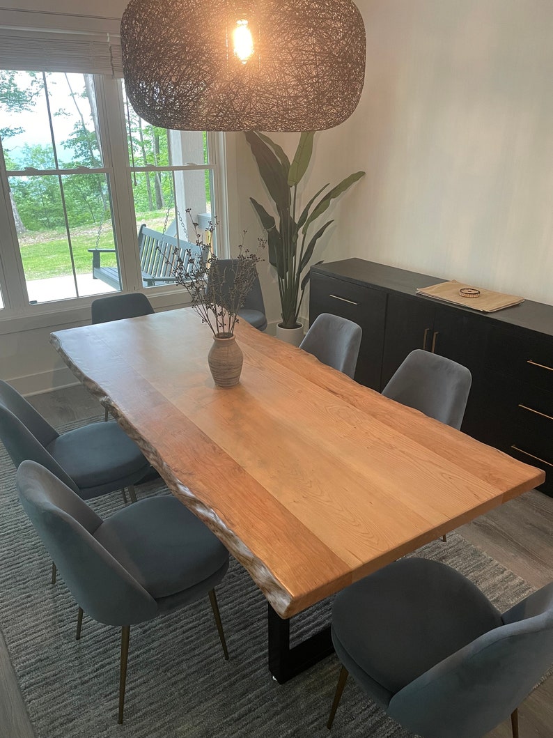 Live Edge Dining Table Cherry Wood Kitchen Table Live Edge - Etsy