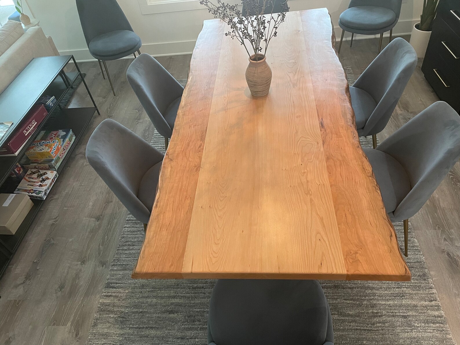 Live Edge Dining Table, Cherry Wood Kitchen Table, Live Edge Kitchen ...