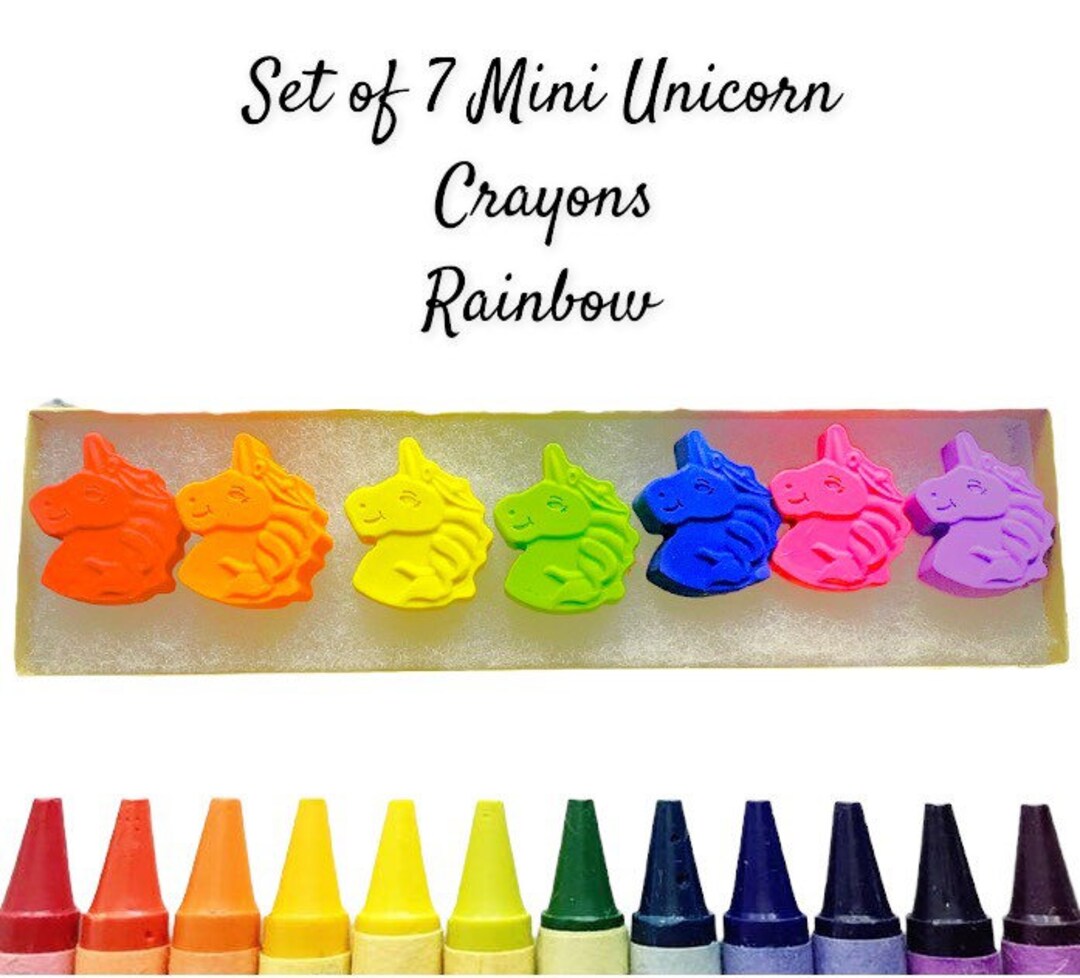 Personalized Crayons,set of 7 Mini Rainbow Unicorns, Kids Crayons, Mini ...
