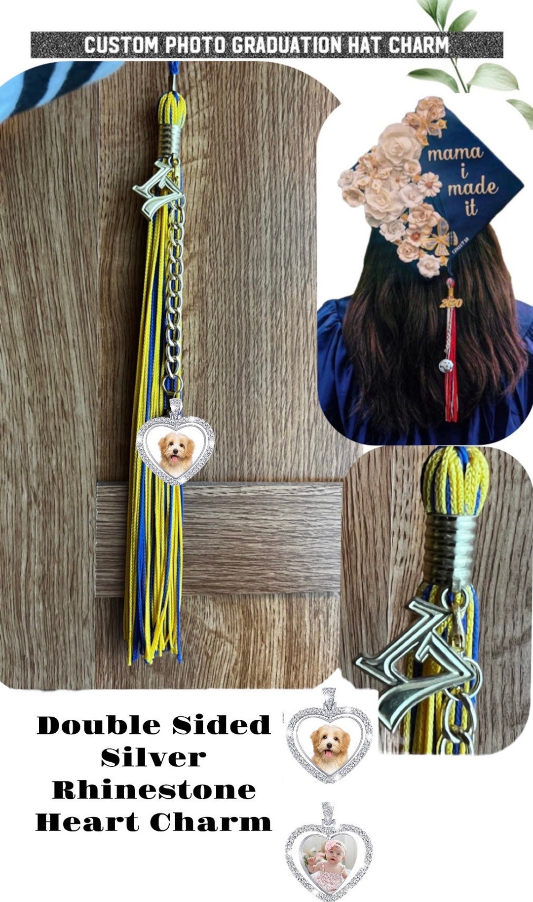 Custom Graduation Tassel Charm, Graduation Double Sided Photo Charm for ...
